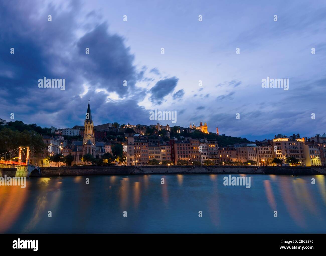 Sunset in Lyon, France Stock Photo - Alamy