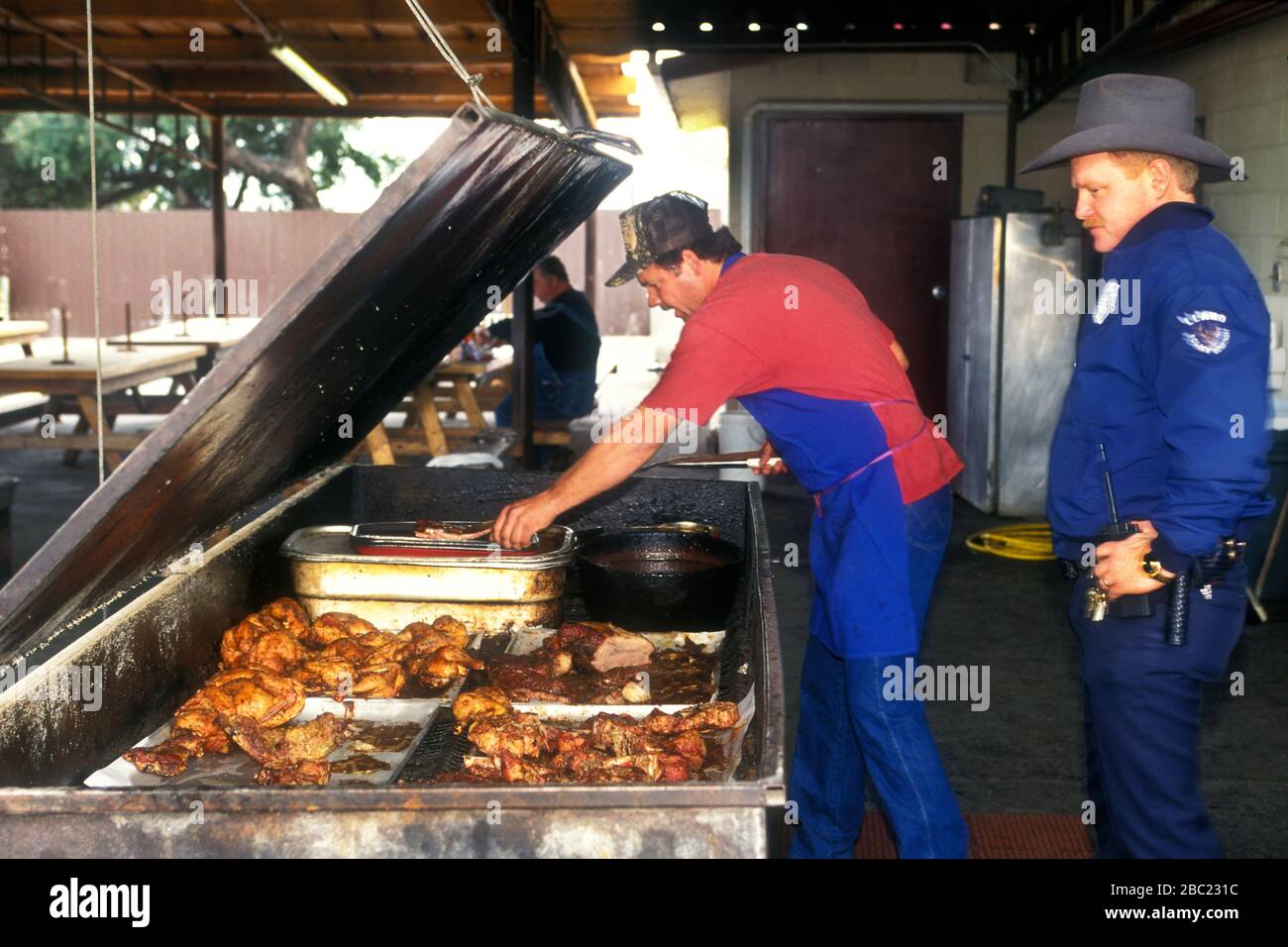 Coopers Old Time BBQ Llano in Hill Country Texas USA. 1995 Stock Photo ...