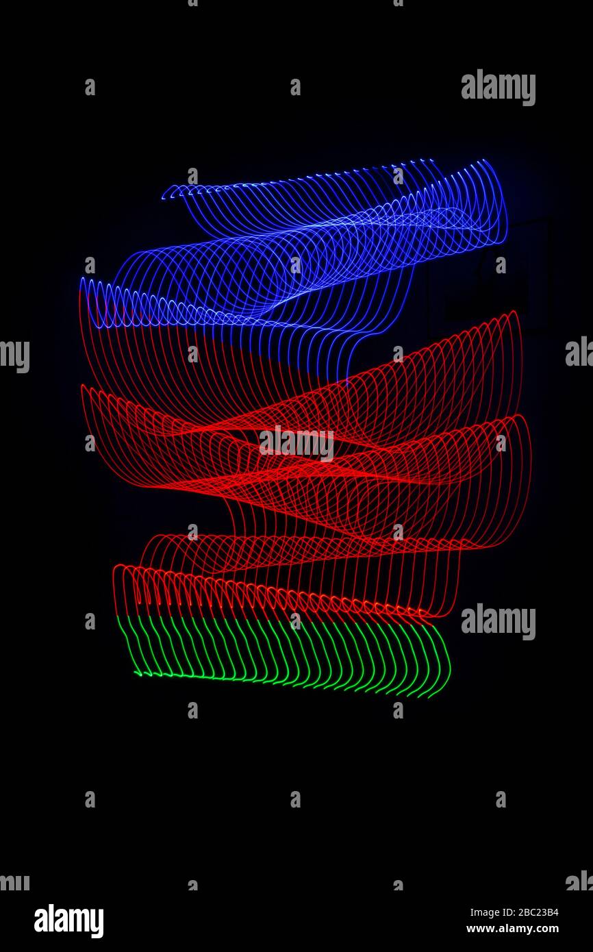 Light Trails Made With Colour Changing LED Light Strip Stock Photo - Alamy