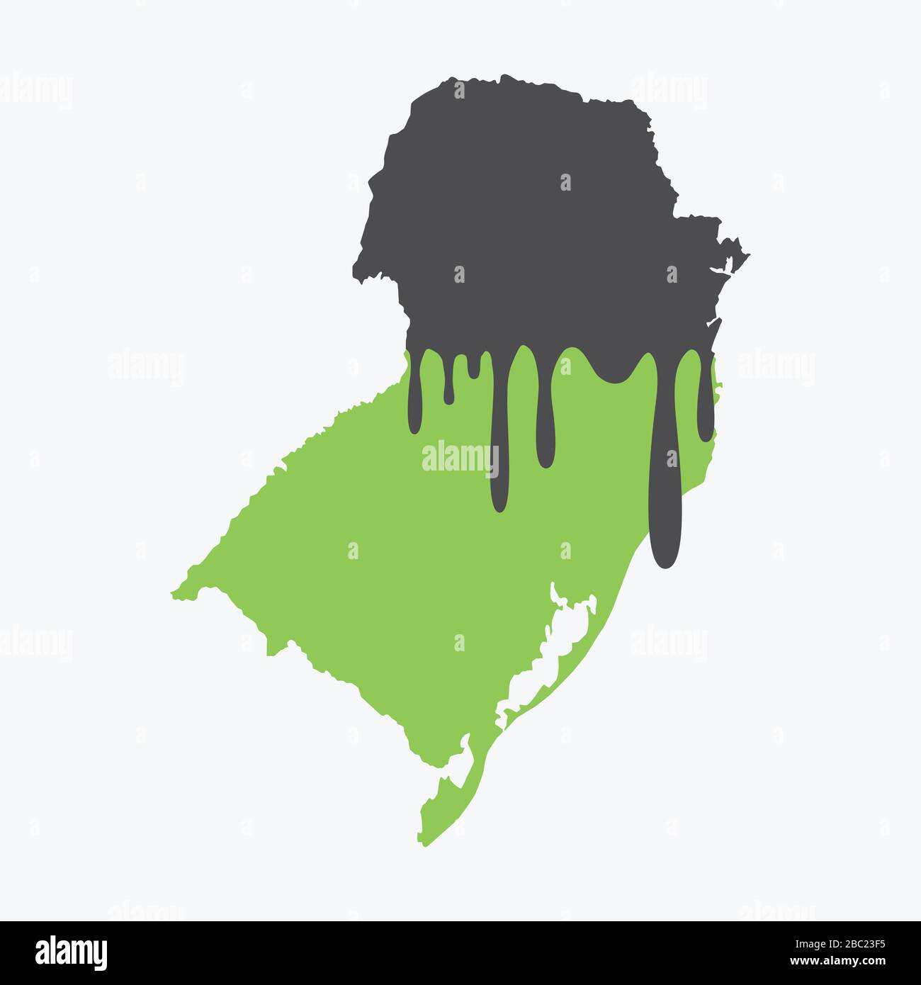 Map of south of Brazil covered in oil. Oil pollution in Brazilian state ...