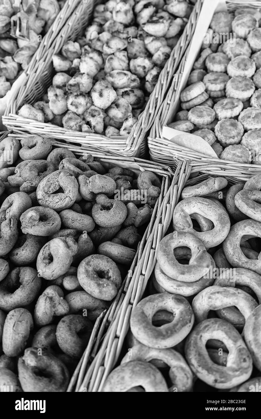 Donuts typical of Spain, detail of a typical artisan dessert, sweet ...