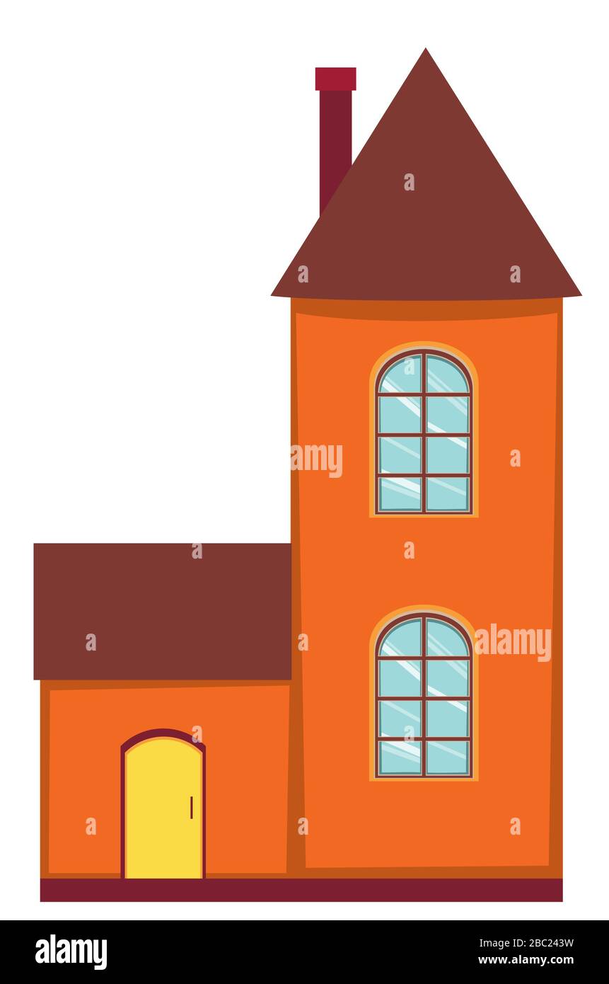 Cartoon small retro rural house design on white background Stock Vector ...