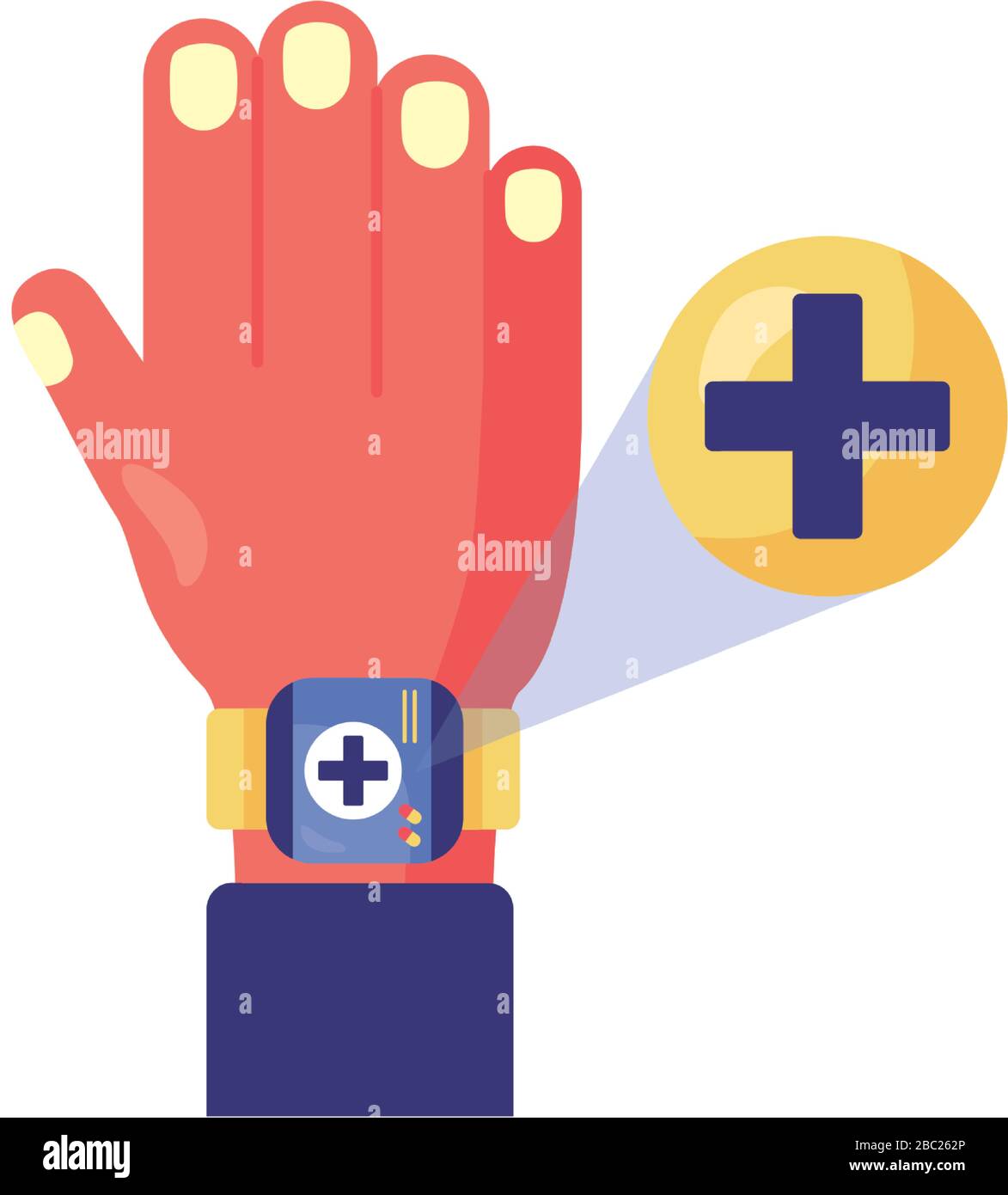 smartwatch with medical cross symbol detaild style Stock Vector Image ...