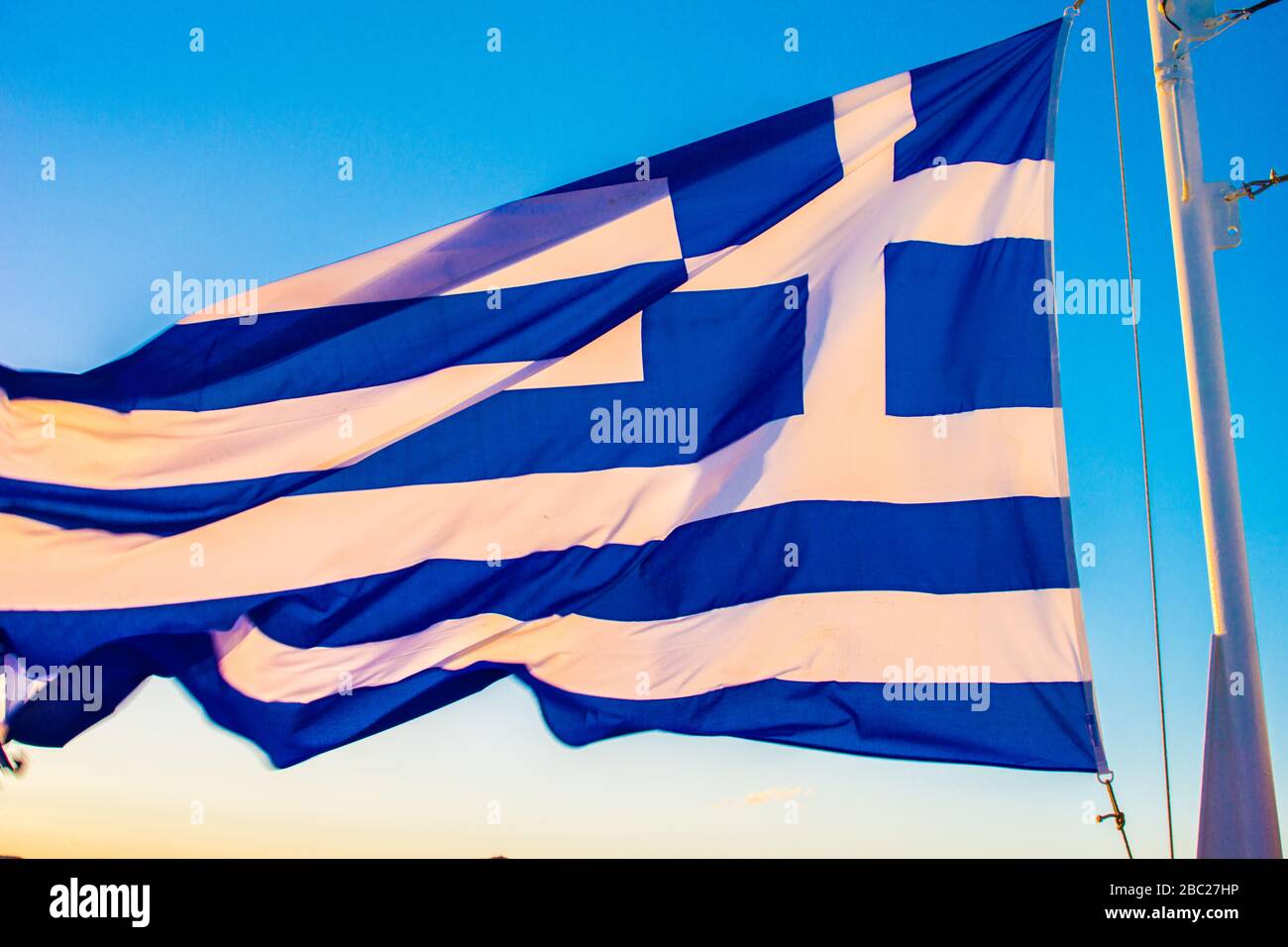 Waving greek flag hi-res stock photography and images - Alamy