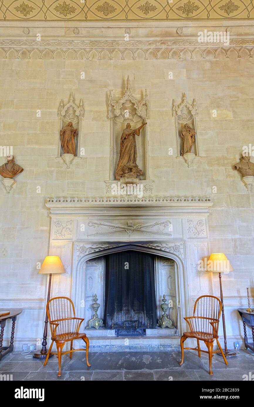 Great hall hearth - Lacock Abbey - Wiltshire, England Stock Photo - Alamy