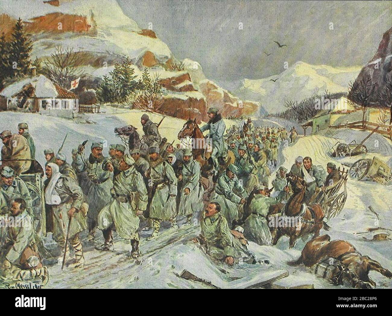 Great Serbian Retreat 1915 painting Stock Photo - Alamy