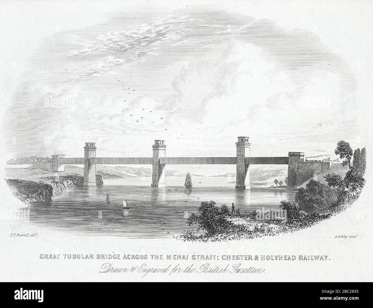 Great Tubular Bridge across the Menai Strait- Chester & Holyhead ...