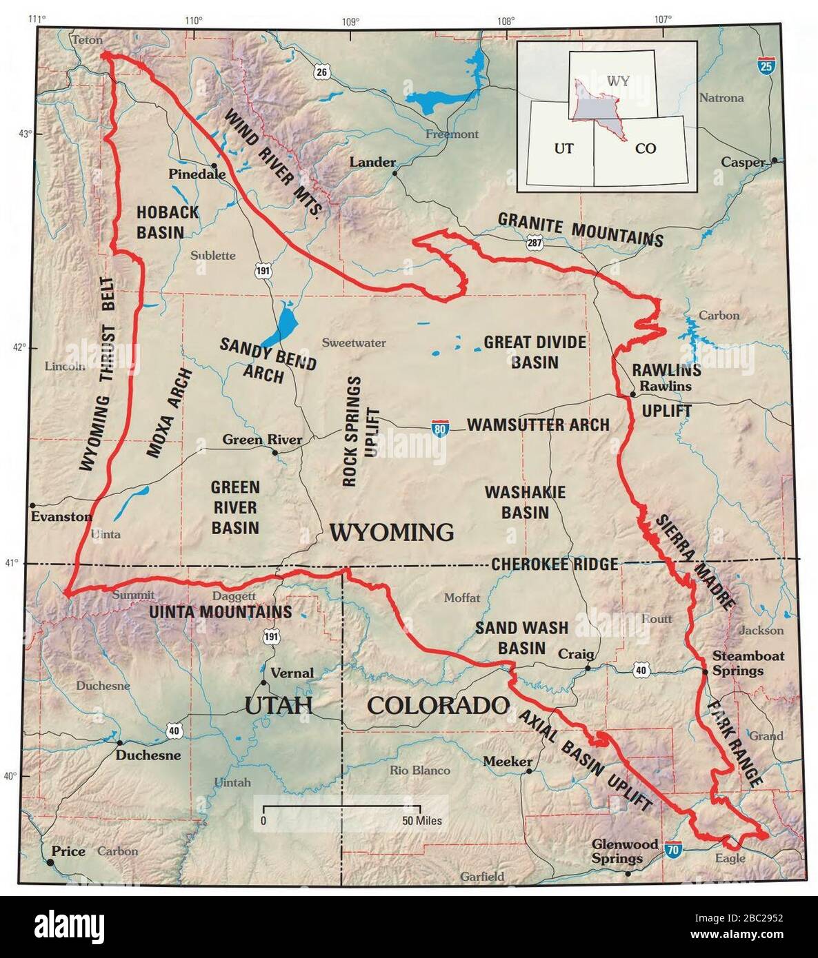 Greater Green River Basin Map Stock Photo - Alamy