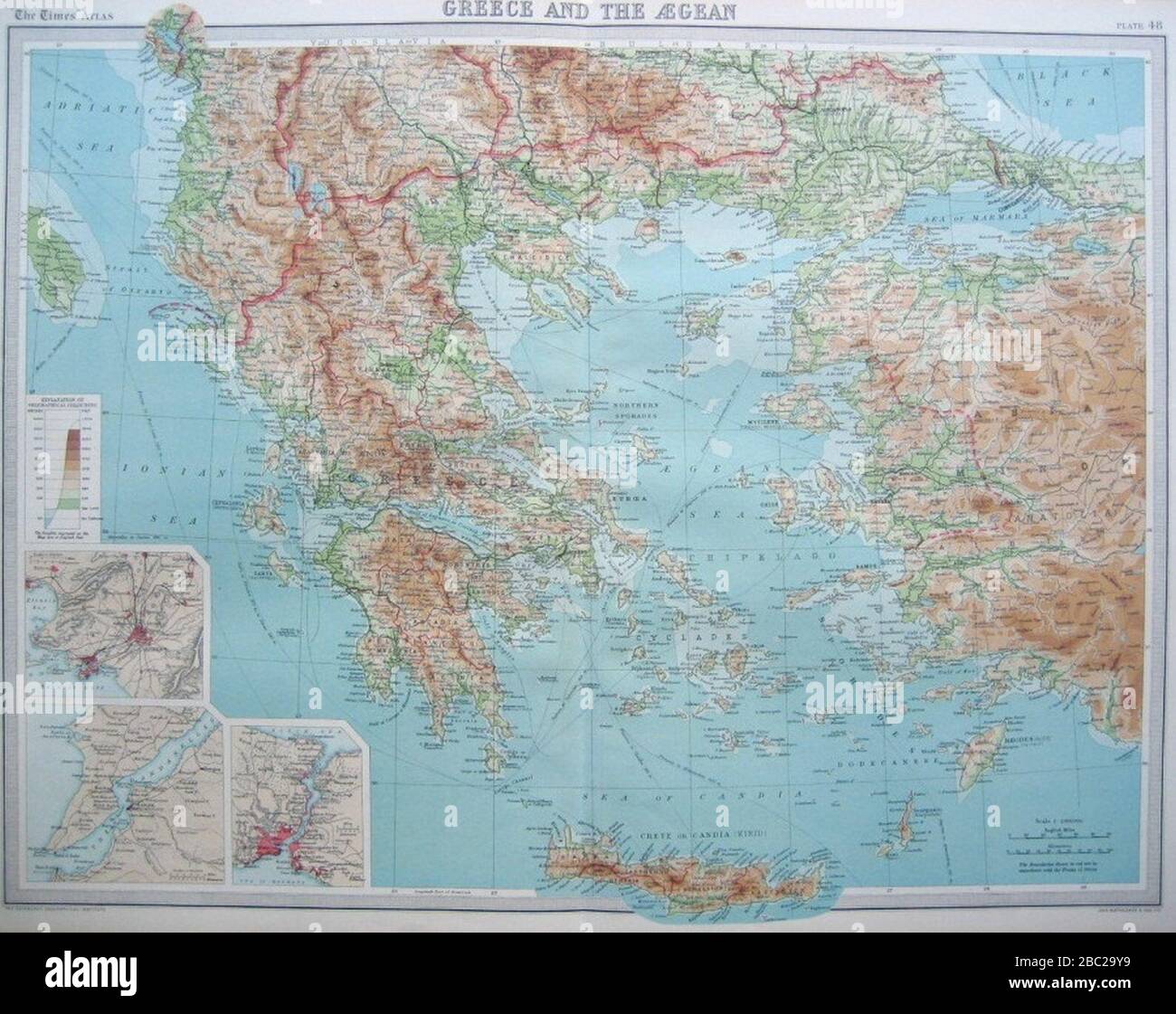 Greece and the Aegean (Times Survey Atlas of the World 1922 Stock Photo ...