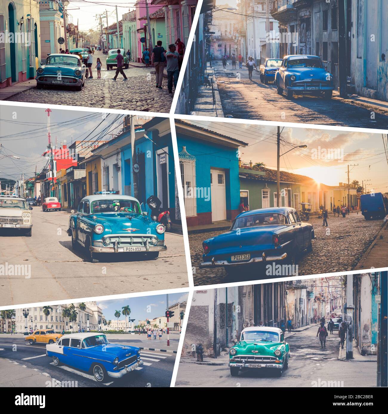 Collage of popular tourist destinations in Cuba. Travel background ...