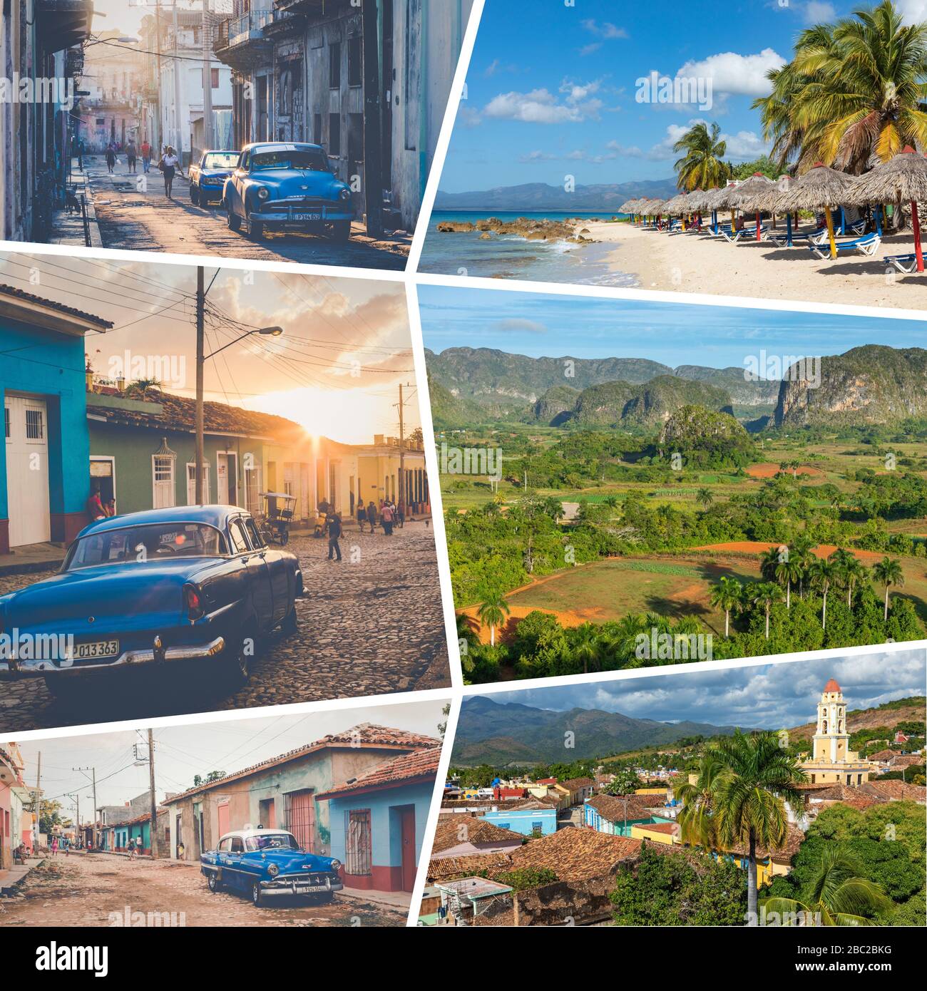 Collage of popular tourist destinations in Cuba. Travel background ...