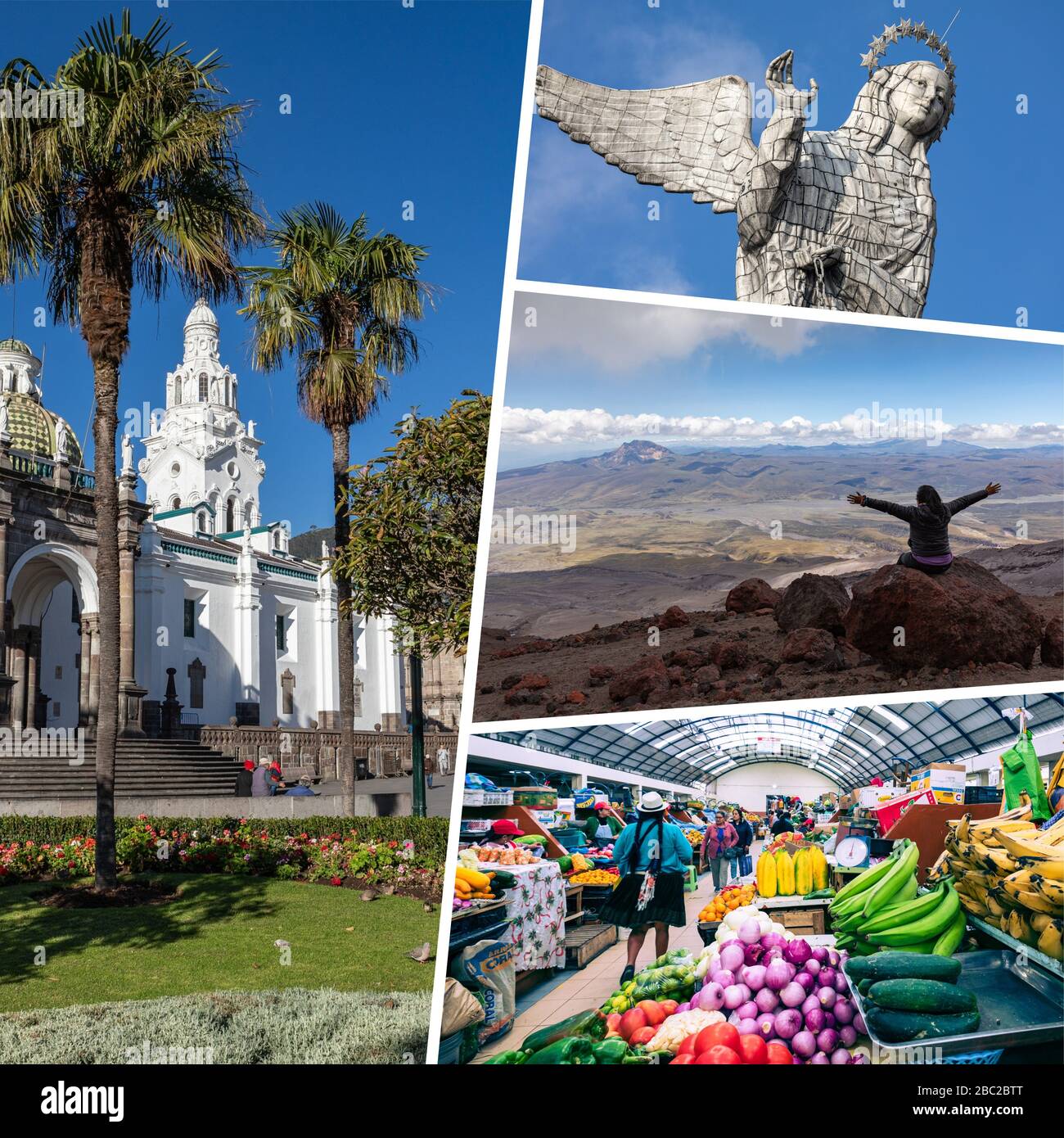 Collage of popular tourist destinations in Ecuador. Travel background ...
