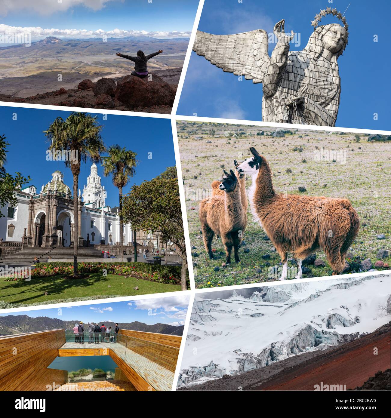 Collage of popular tourist destinations in Ecuador. Travel background ...