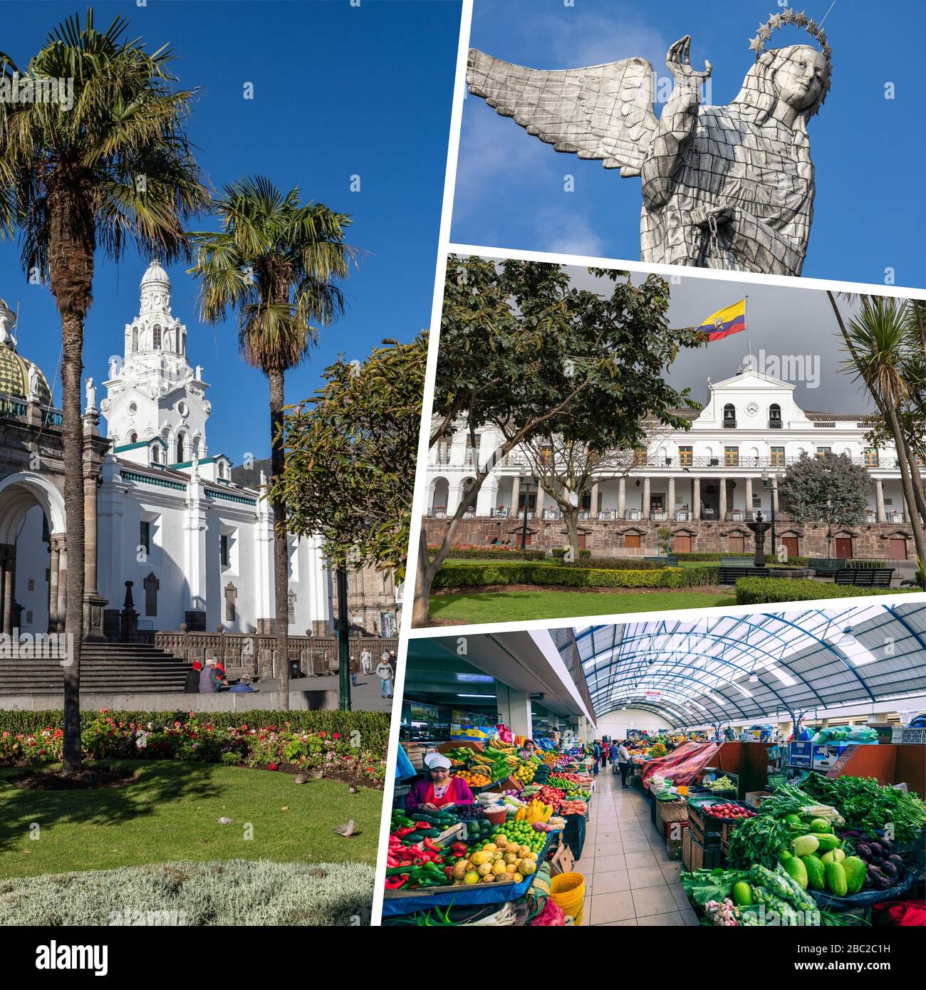 Collage of popular tourist destinations in Ecuador. Travel background ...
