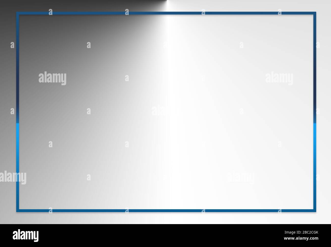Horizontal Blank Blue Border Frame Box On Clean Modern White Gradient ...
