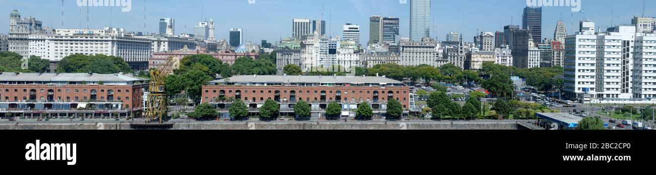 Panorama of the new waterfront warehouse conversions in Puerto Madero ...