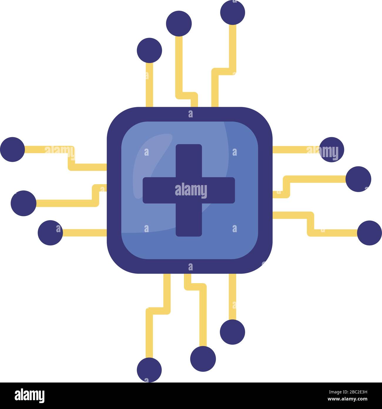 medical cross symbol in processor computer detaild style Stock Vector ...