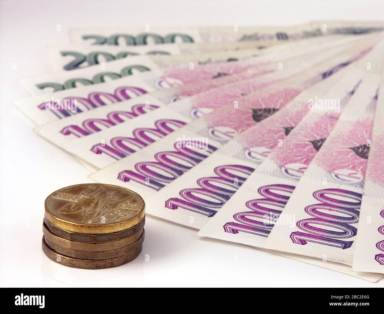 Czech money on white background Stock Photo - Alamy