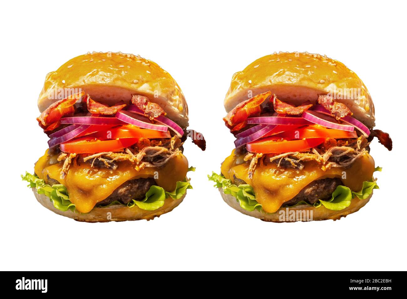 Two beef burgers Cut Out Stock Images & Pictures - Alamy