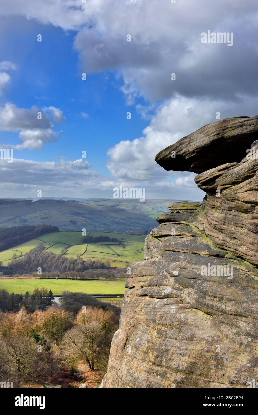 Stanage Edge, gritstone escarpment,Hathersage,Peak district national ...