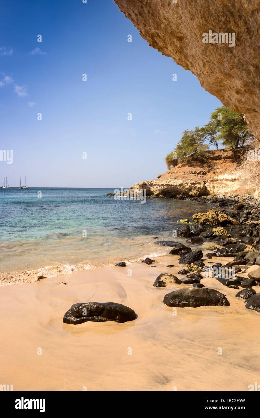 Tarrafal beach in Santiago island in Cape Verde - Cabo Verde Stock ...