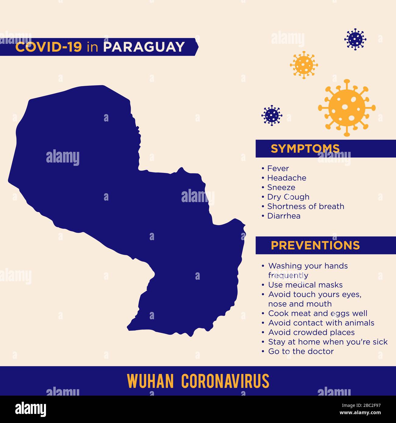 Paraguay - American Continent Countries. Covid-29, Corona Virus Map ...