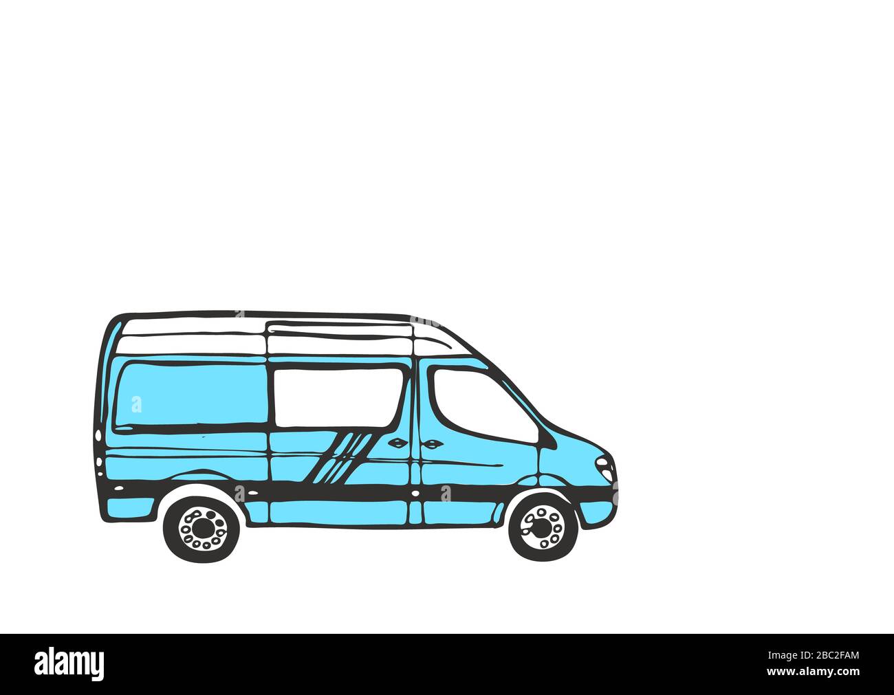 Blue and white van isolated on white background. Illustration Stock ...