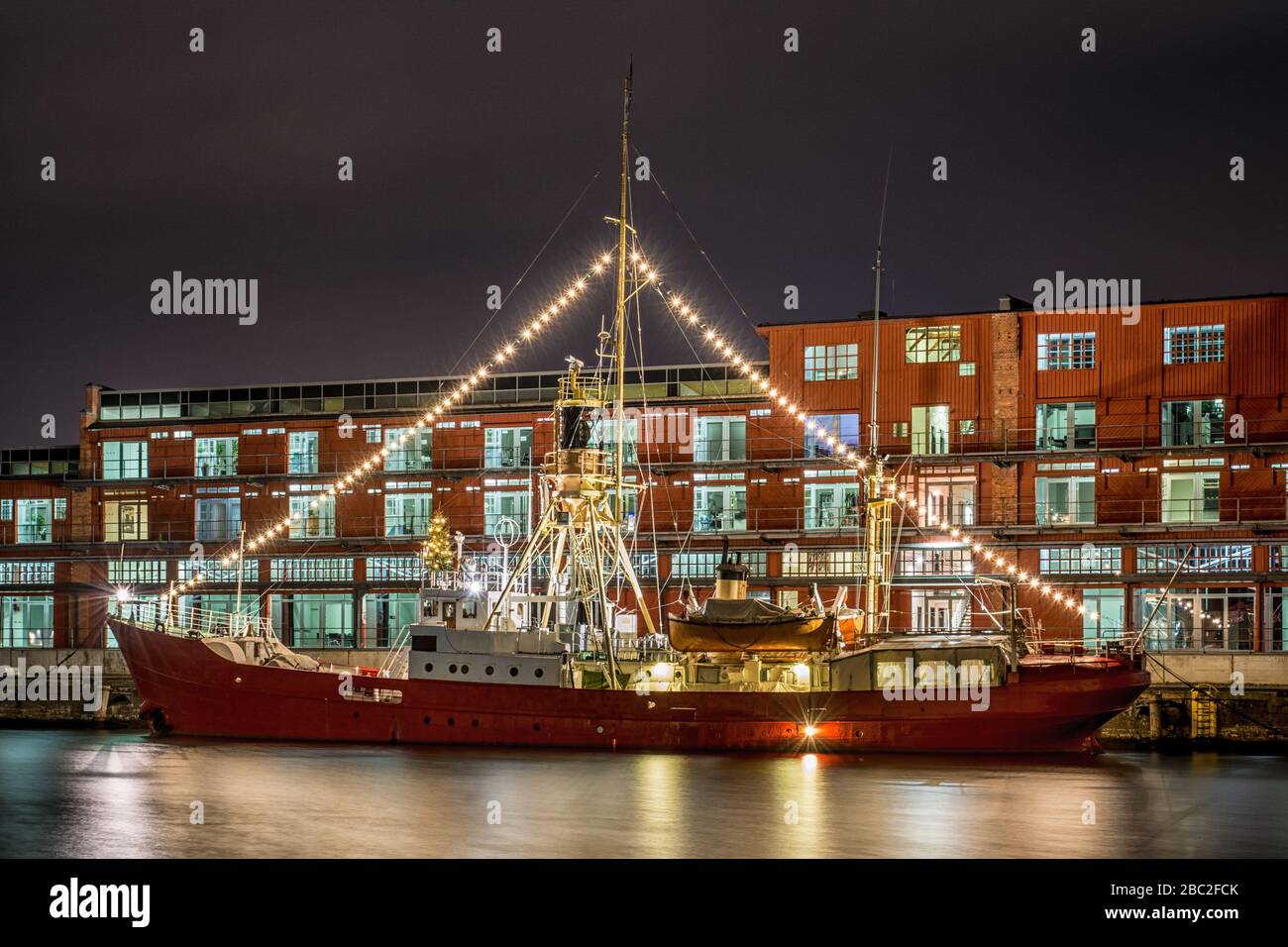 A historic lightship at night Stock Photo - Alamy