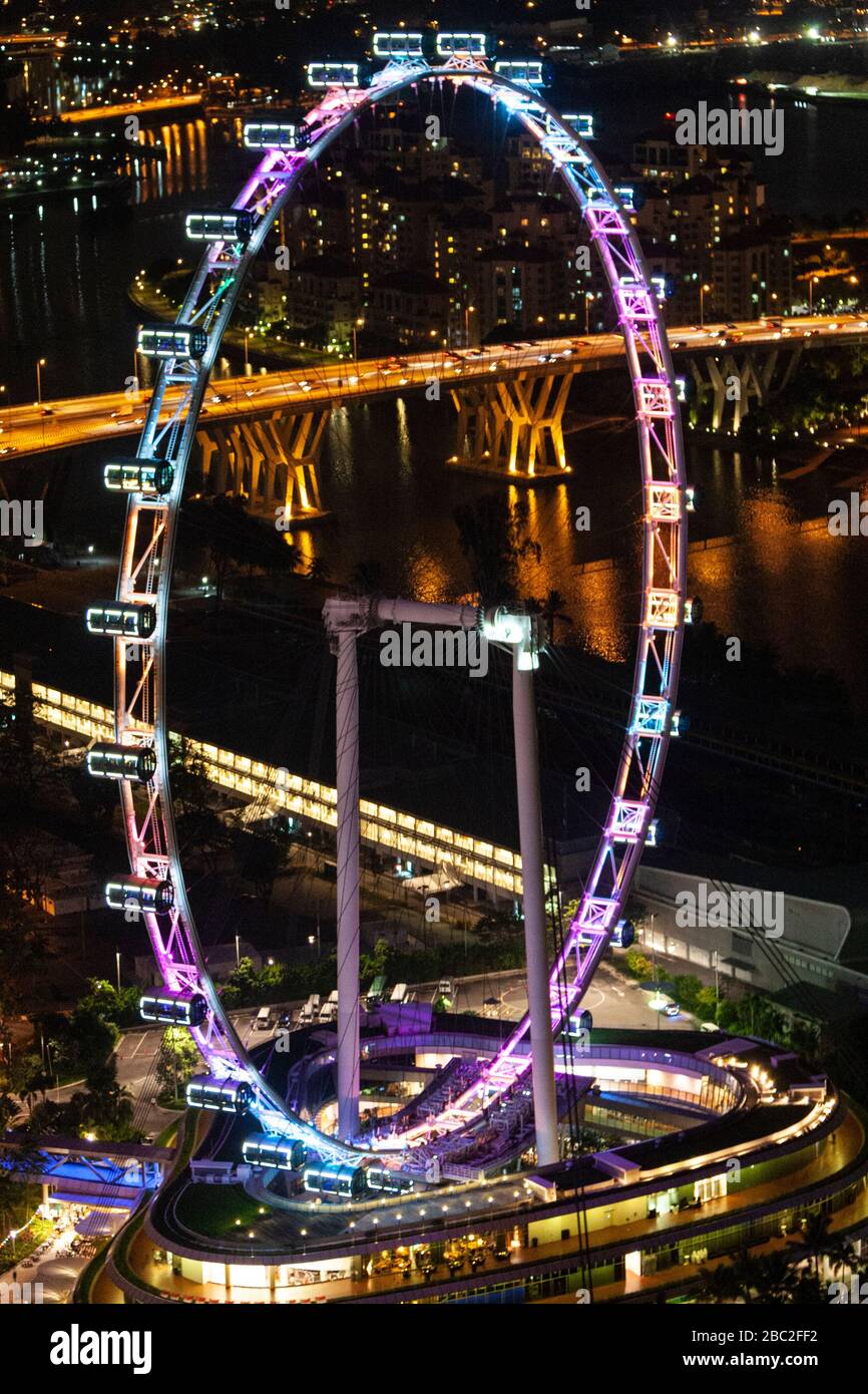 Singapore Flyer At Night