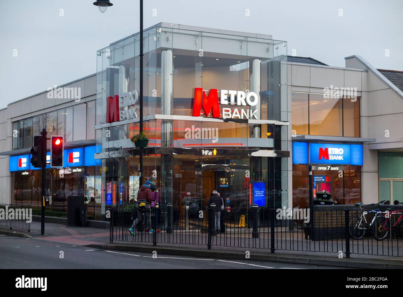 A high street branch of the Metro Bank / Metrobank bank. Two Rivers ...