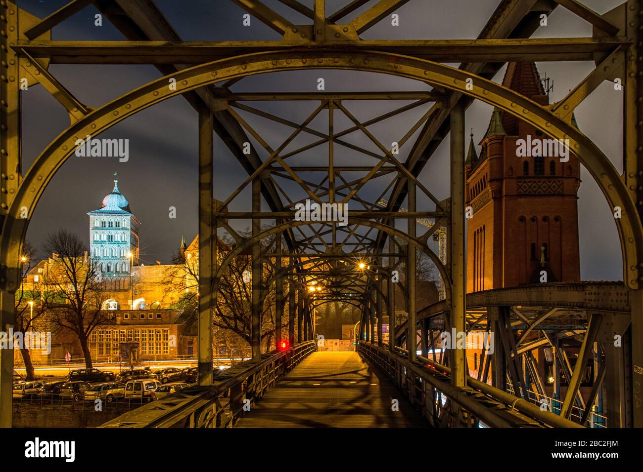 The castle gate in Luebeck at night Stock Photo - Alamy