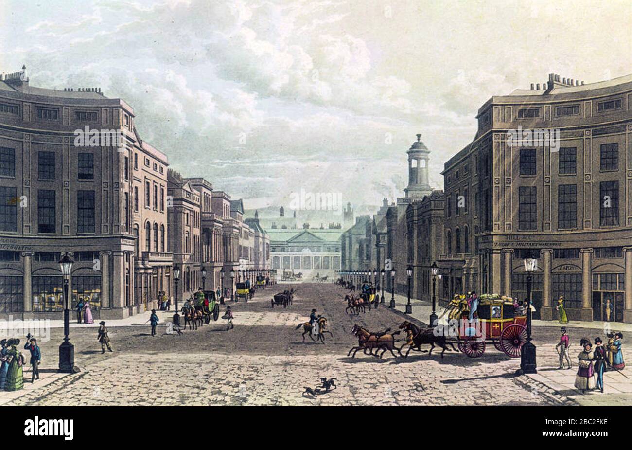 REGENT STREET, London, viewed from Piccadilly Circus about 1780 Stock ...