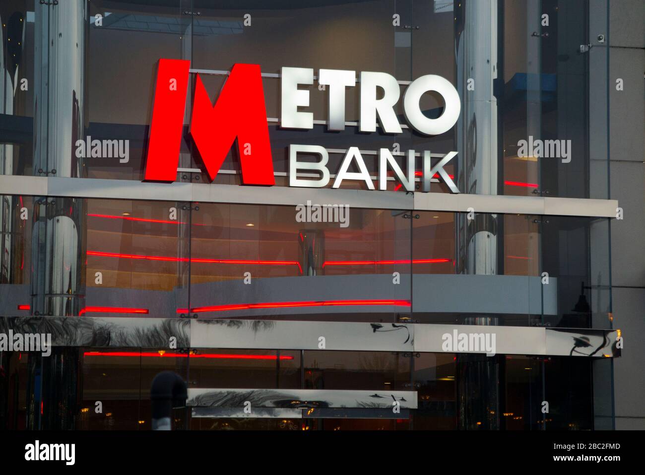 A high street branch of the Metro Bank / Metrobank bank. Two Rivers ...