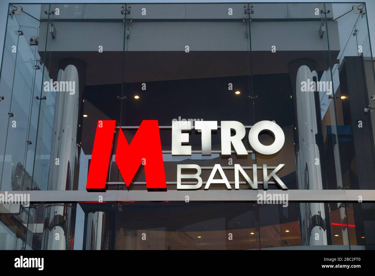 A high street branch of the Metro Bank / Metrobank bank. Two Rivers ...