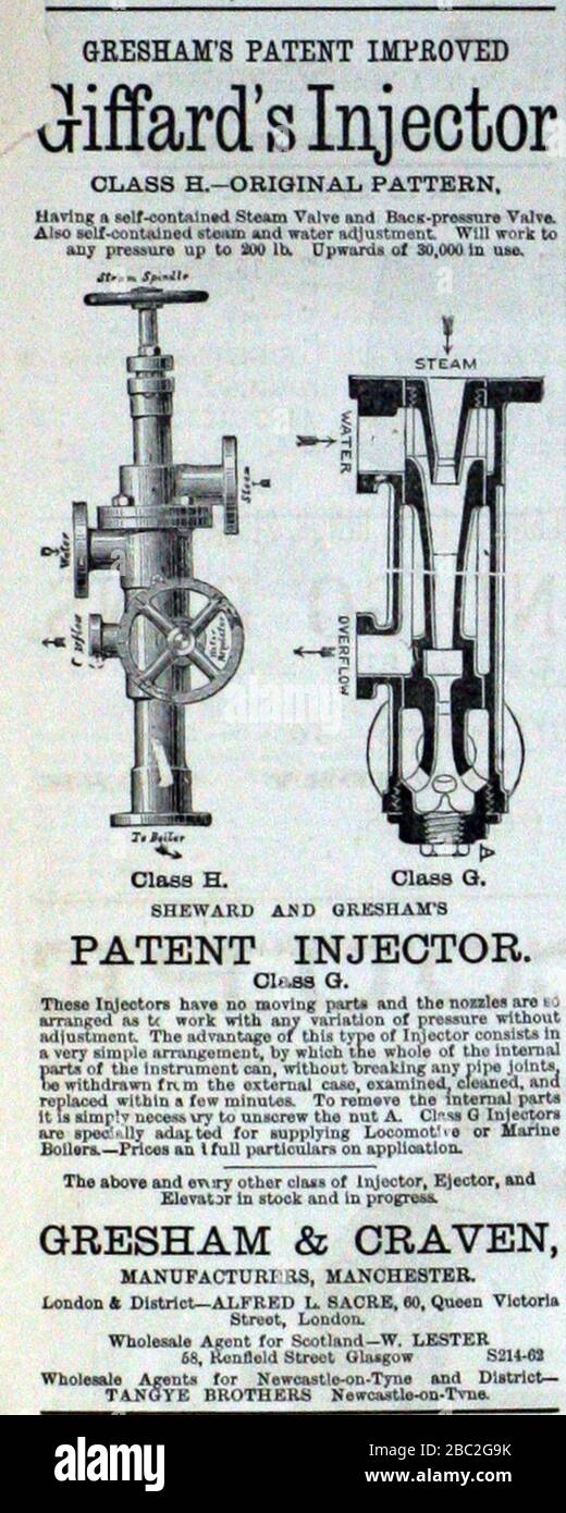 Gresham & Craven - Giffard's Injector - sectional view Stock Photo - Alamy