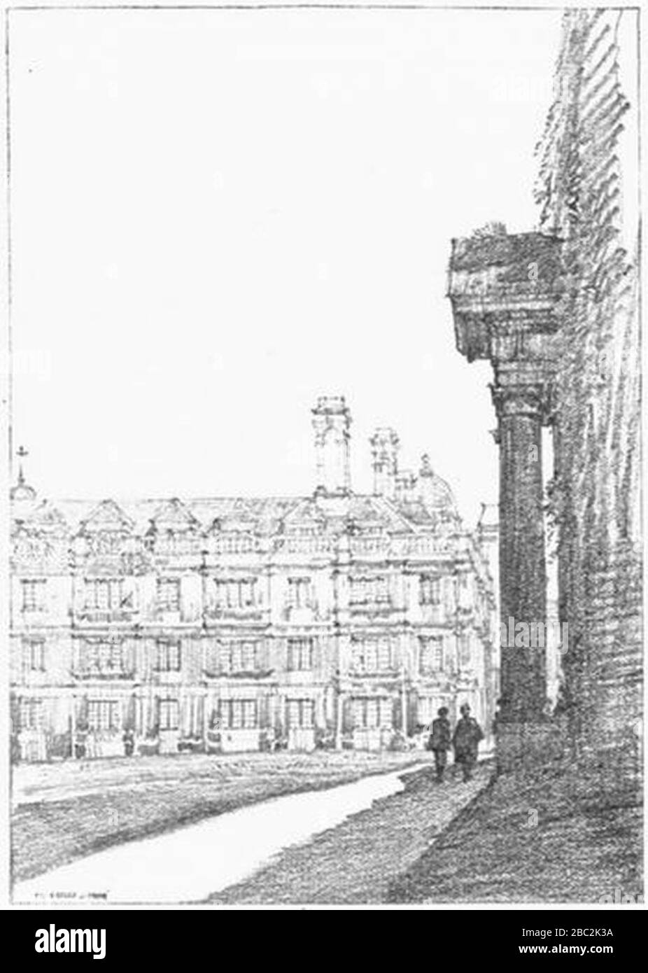 Griggs 1910 - Clare College from King's Stock Photo - Alamy