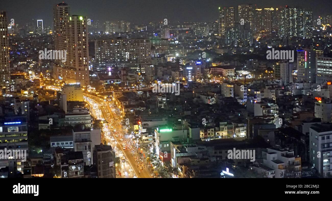 skyline of ho chi minh city at nighttime Stock Photo - Alamy