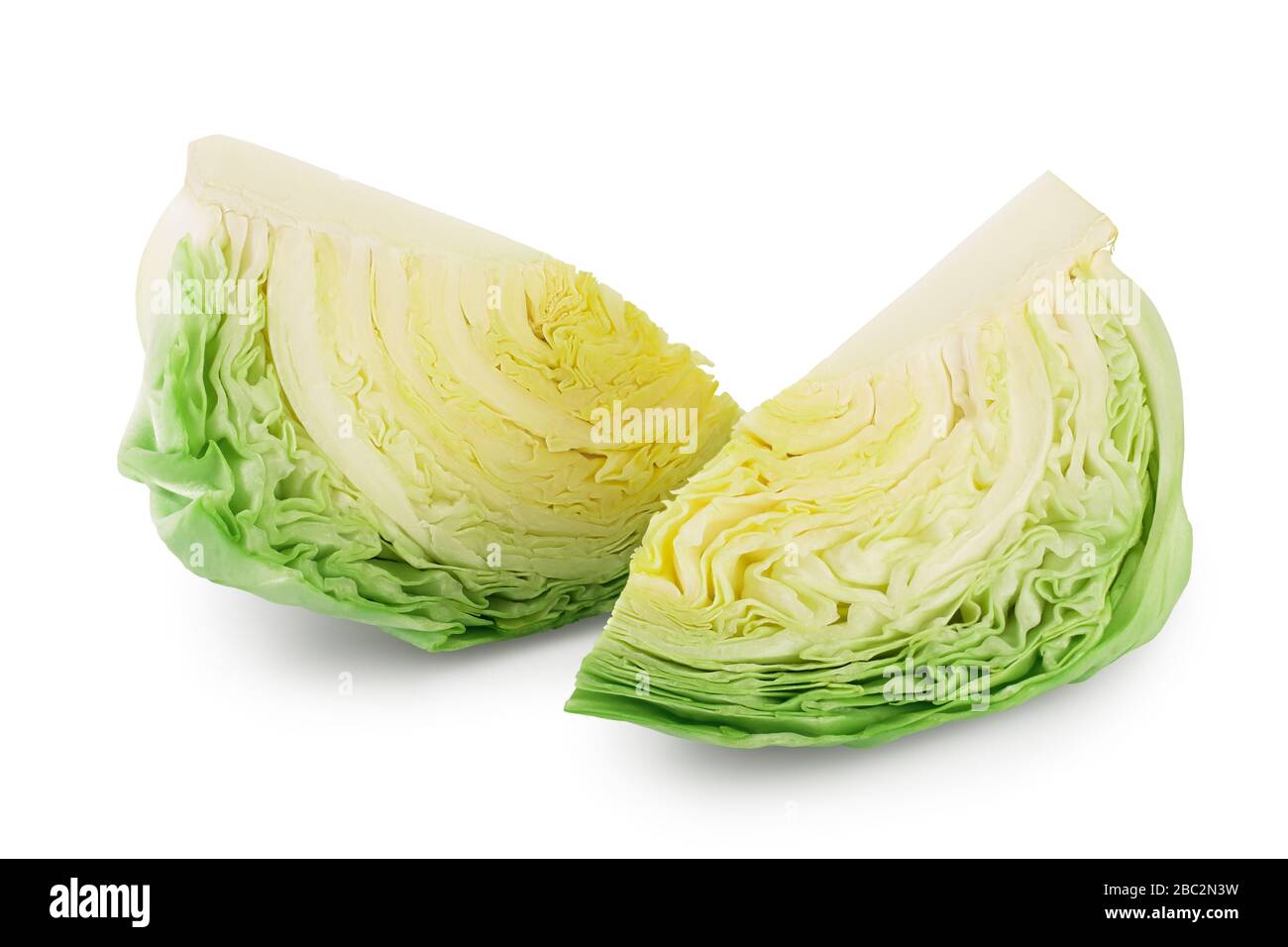 Green cabbage isolated on white background with clipping path and full ...