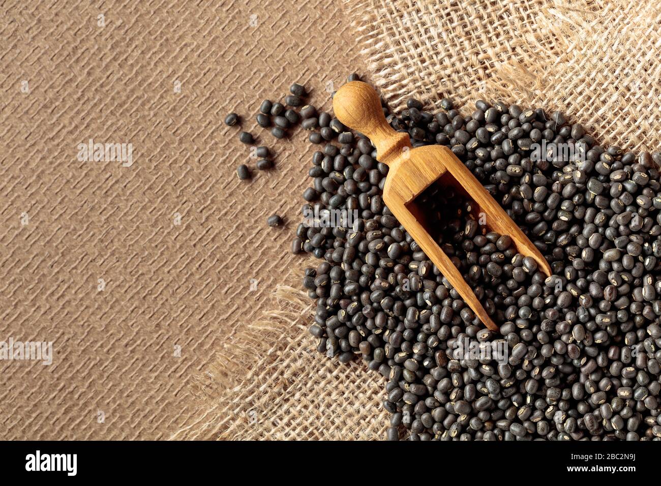 Raw uncooked black lentils (lens culinaris). Top view with copy space ...