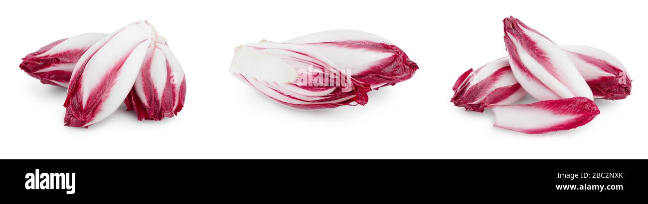red chicory or radicchio isolated on white background, Set or ...