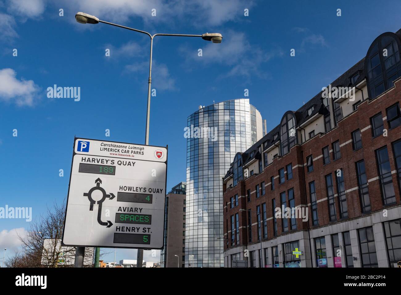 Limerick City, Ireland - 7th March, 2018: Sign for traffic spaces left ...