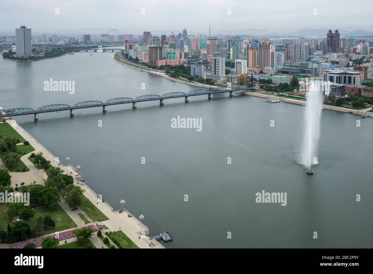 A view over downtown Pyongyang from the top of the Juche Tower in North ...