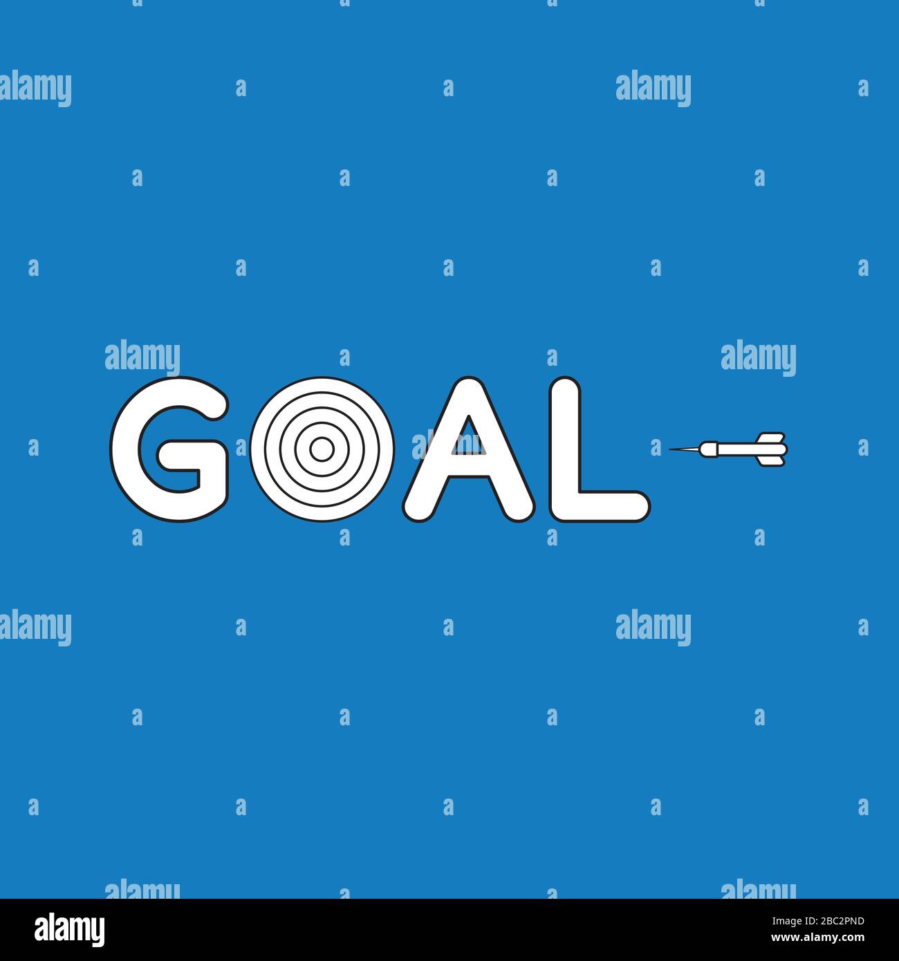 Vector illustration concept of goal word and bulls eye with dart. Blue ...