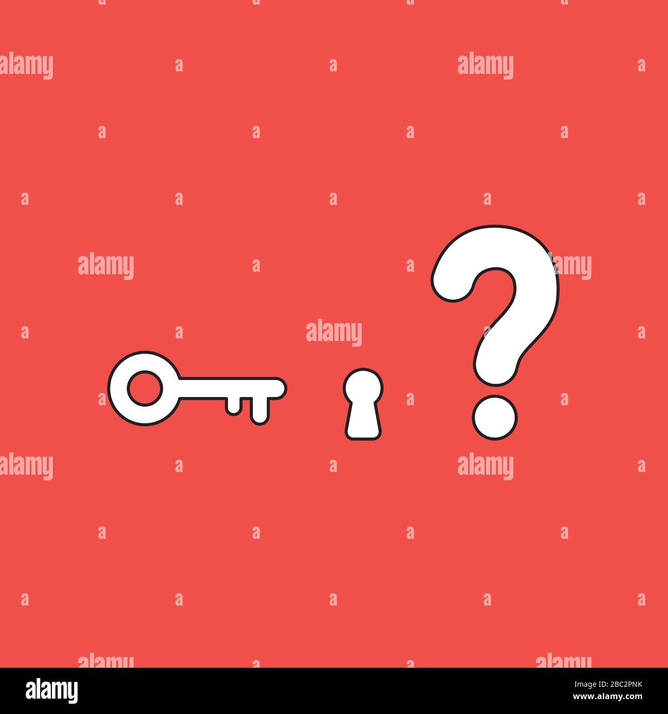 Vector illustration concept of key and keyhole with question mark. Red ...