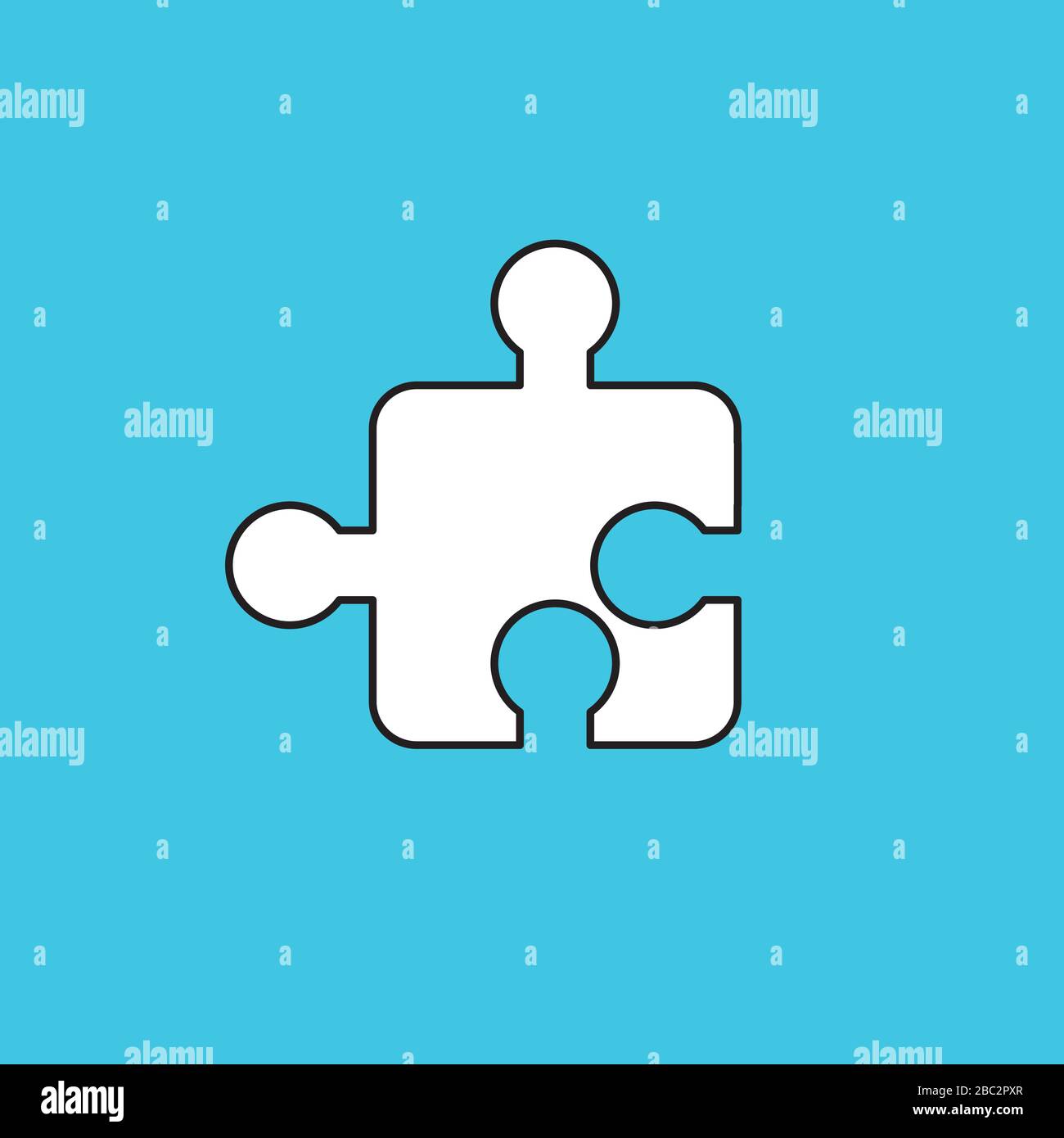 Vector illustration of single jigsaw puzzle piece. Blue background ...