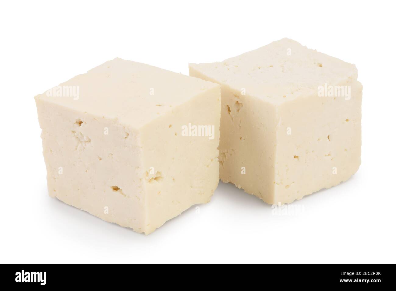 diced tofu cheese isolated on white background with clipping path and ...