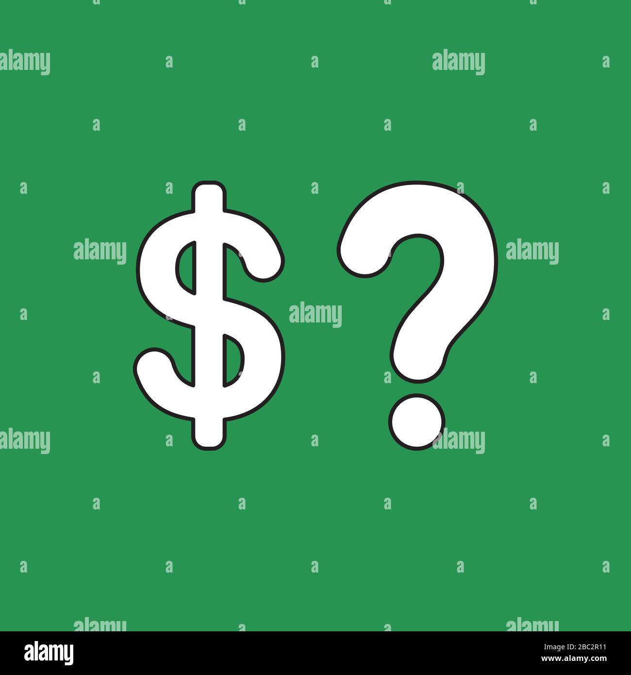 Vector illustration concept of dollar money symbol with question mark ...