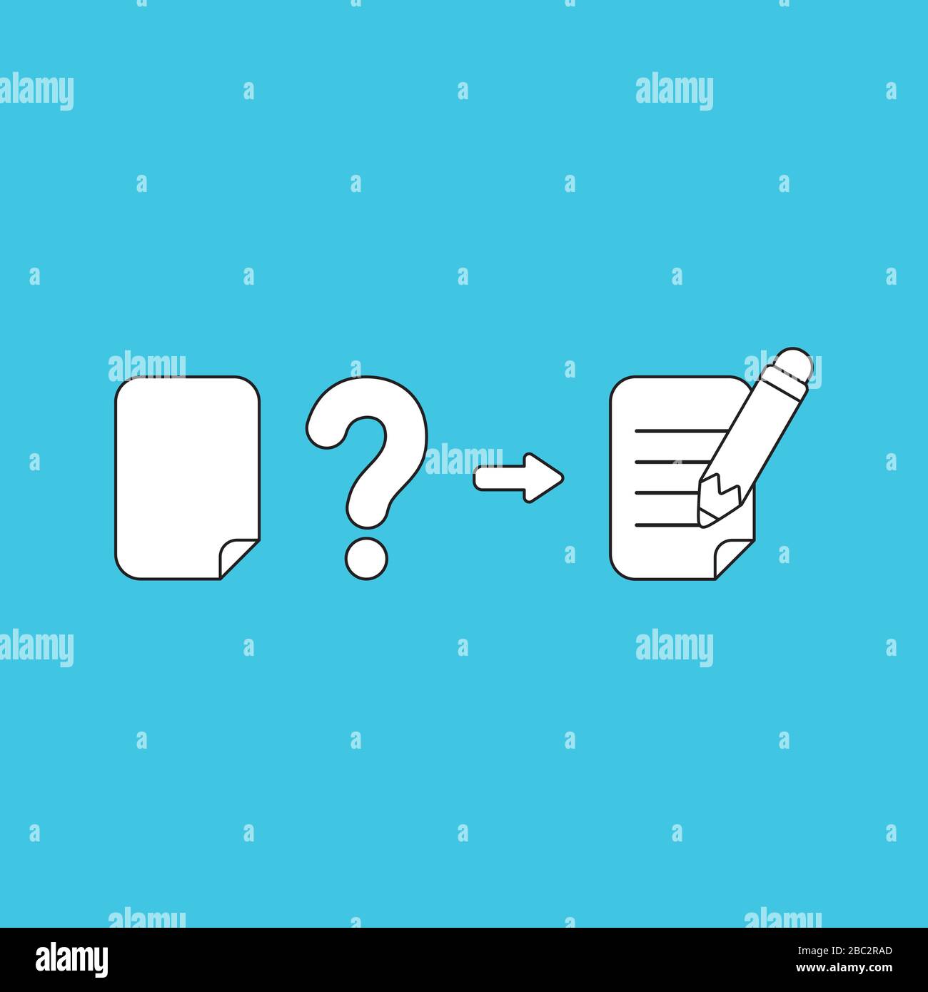 Vector illustration concept of blank paper with question mark and ...