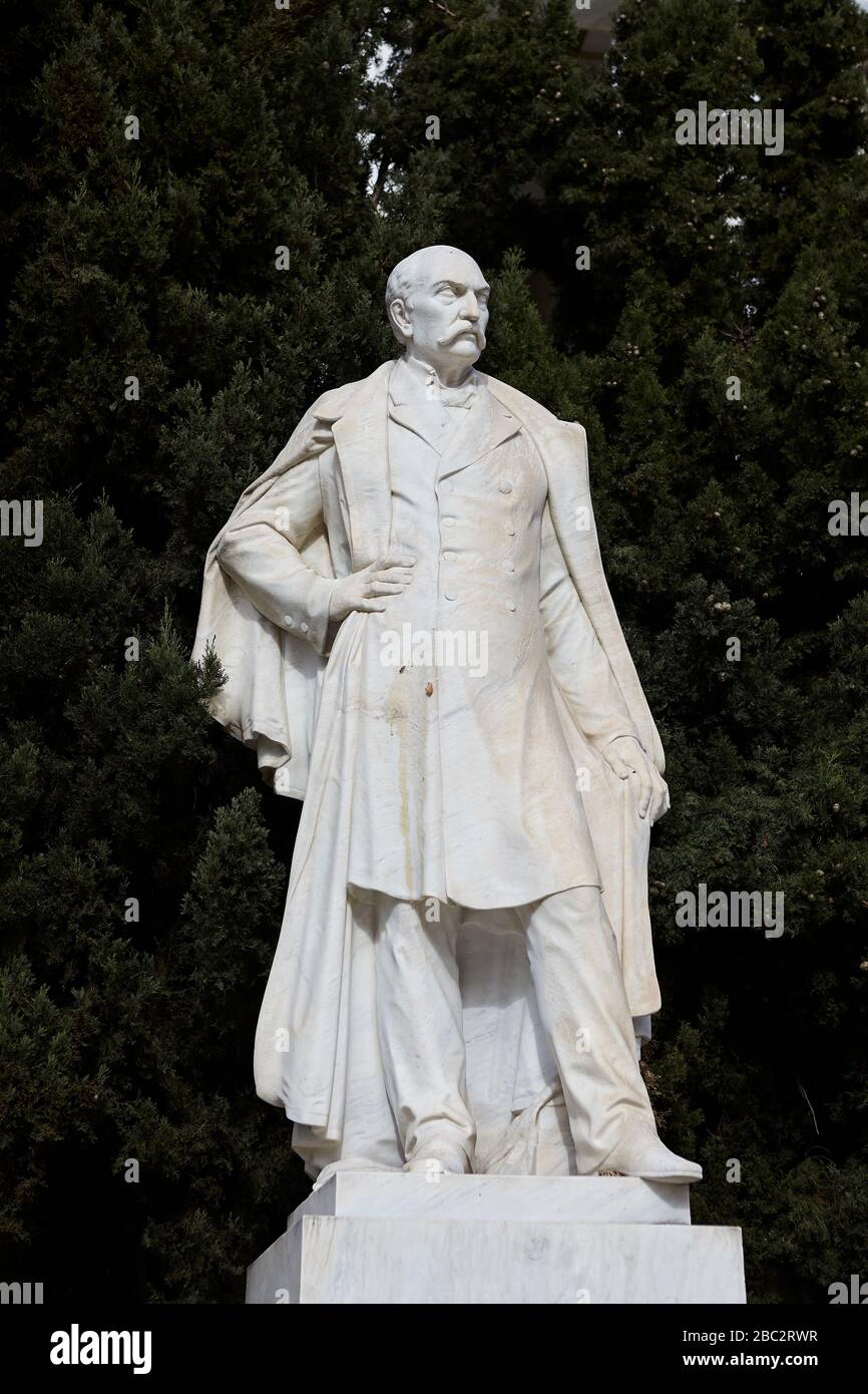 Statue of Panagis Vallianos at Athens Library Stock Photo - Alamy
