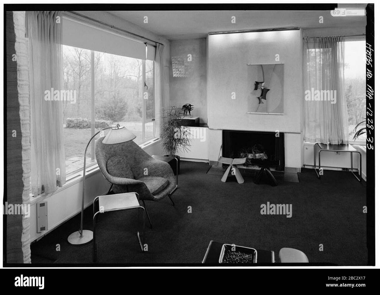 Gropius House LIVING ROOM, FROM EAST, HABS MASS,9-LIN,16-33 Stock Photo ...